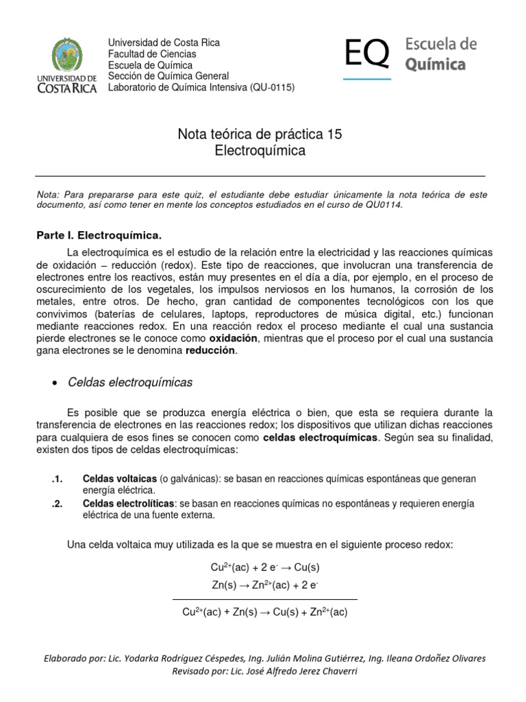 Nota Teórica Electroquímica | PDF | Redox | Electroquímica