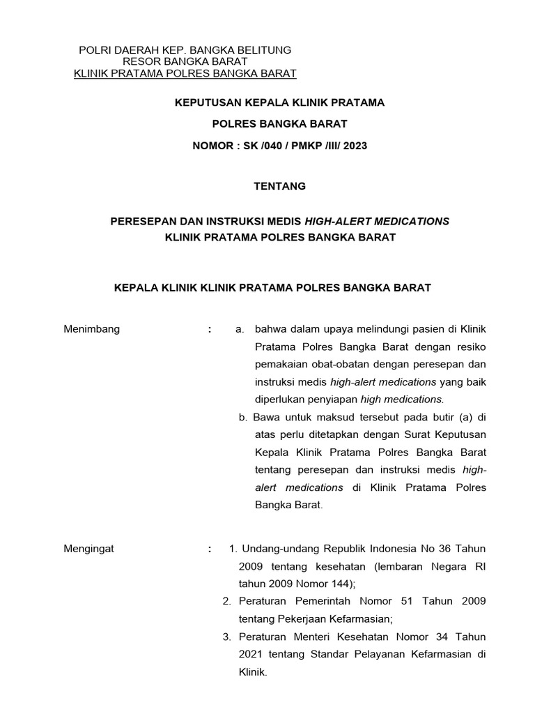 Peresepan Dan Instruksi Medis High-A | PDF