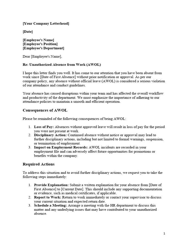 Letter To Explain - AWOL | PDF | Employment | Desertion