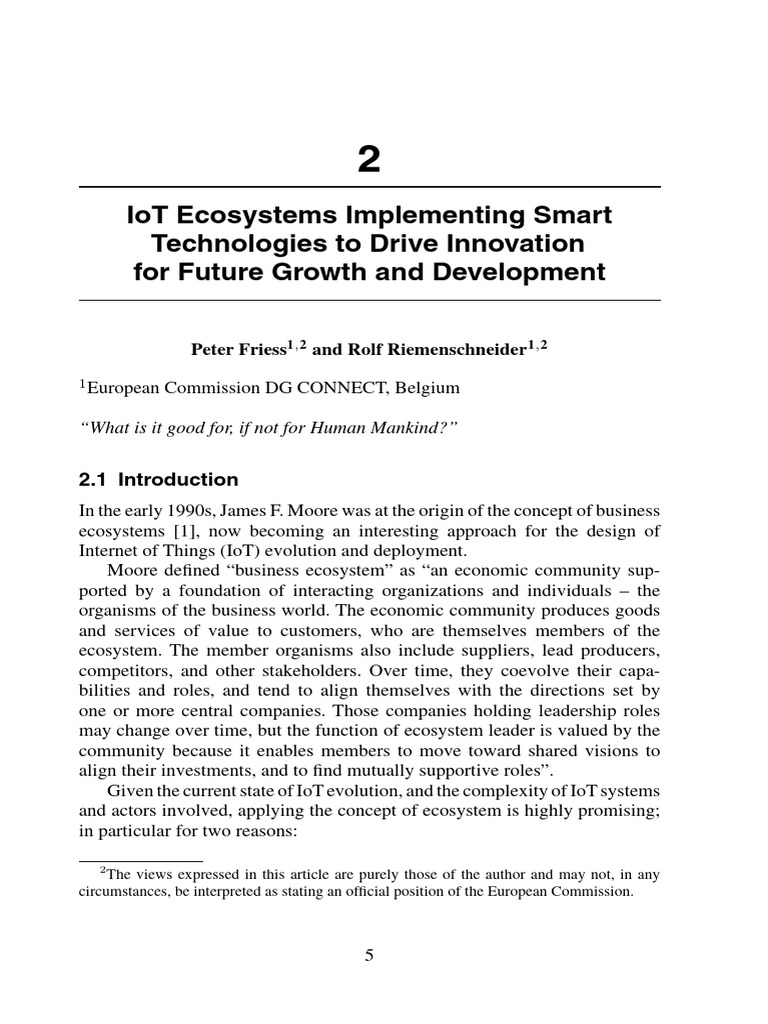 IoT Ecosystems Implementing Smart Technologies To | PDF | Internet Of Things | Innovation
