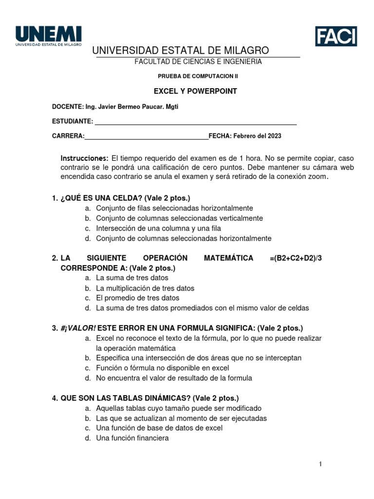Examen - Computacion 2.4 | PDF | Microsoft PowerPoint | Microsoft Excel