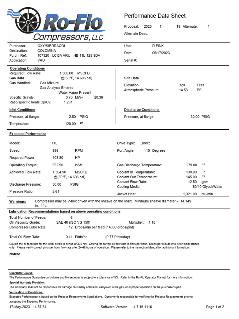 11L - Performance Data Sheet | PDF | Coolant | Pressure