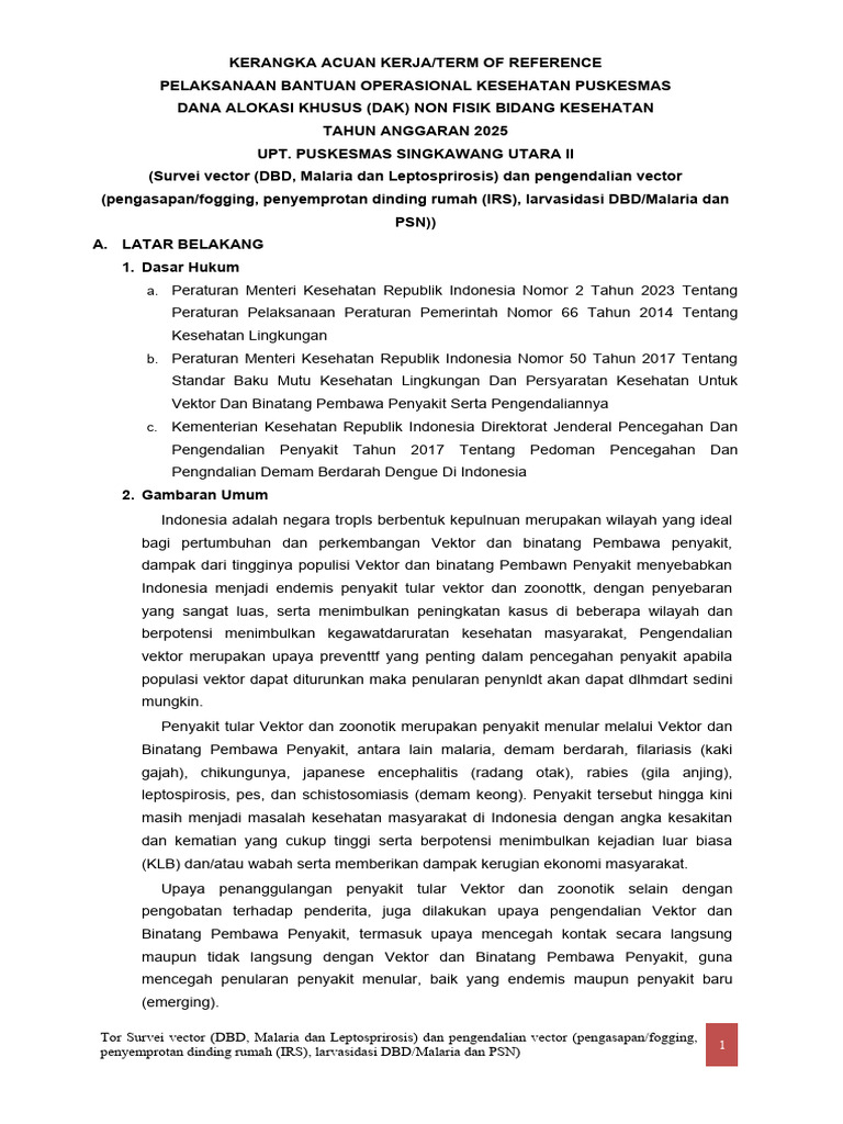 2.5 P2P - Survei Vektor (DBD, Malaria Dan Leptosprirosis) Dan Pengendalian Vector ...