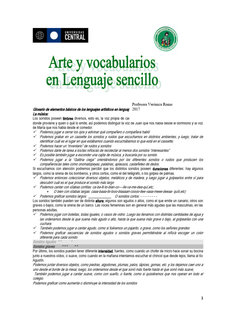 Glosario de elementos b_sicos de los lenguajes art_sticos en lenguaje sencillo | Descargar ...