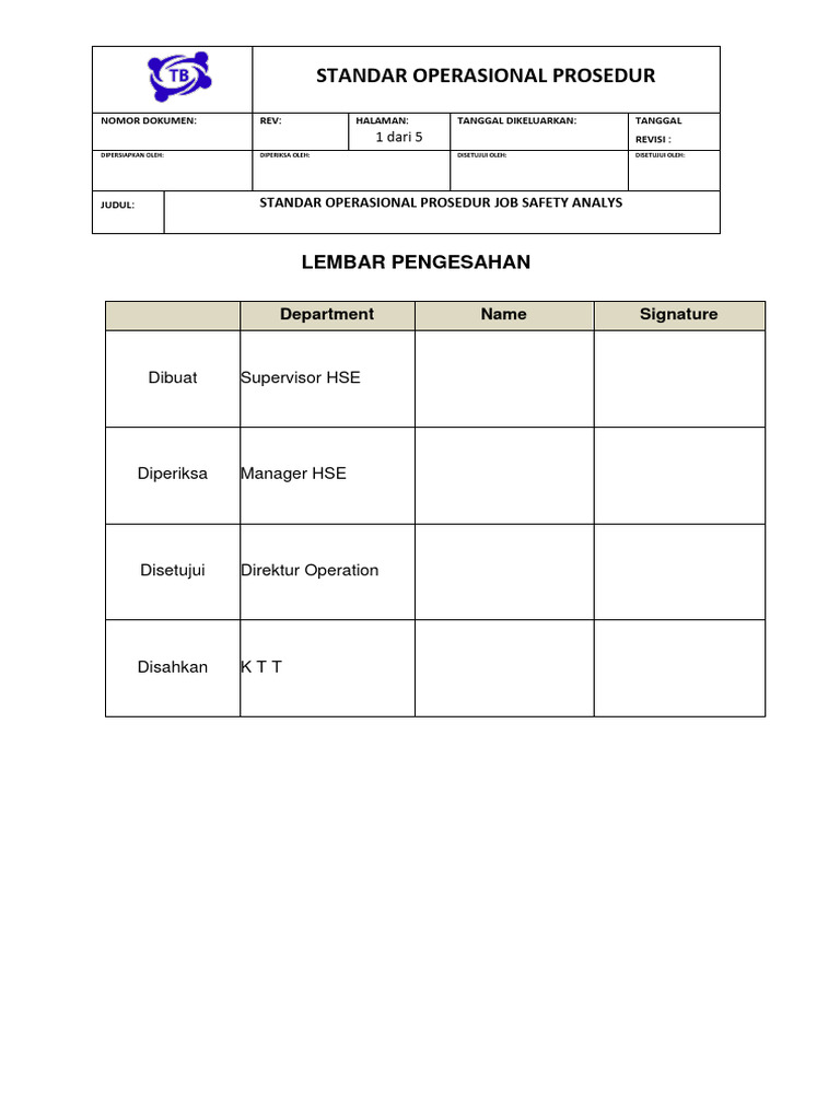 Sop Jsa | PDF | Teknologi & Rekayasa