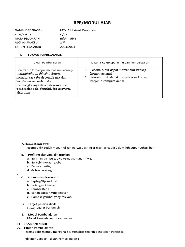 Modul Ajar Informatika 7 | PDF | Karier & Perkembangan | Seni