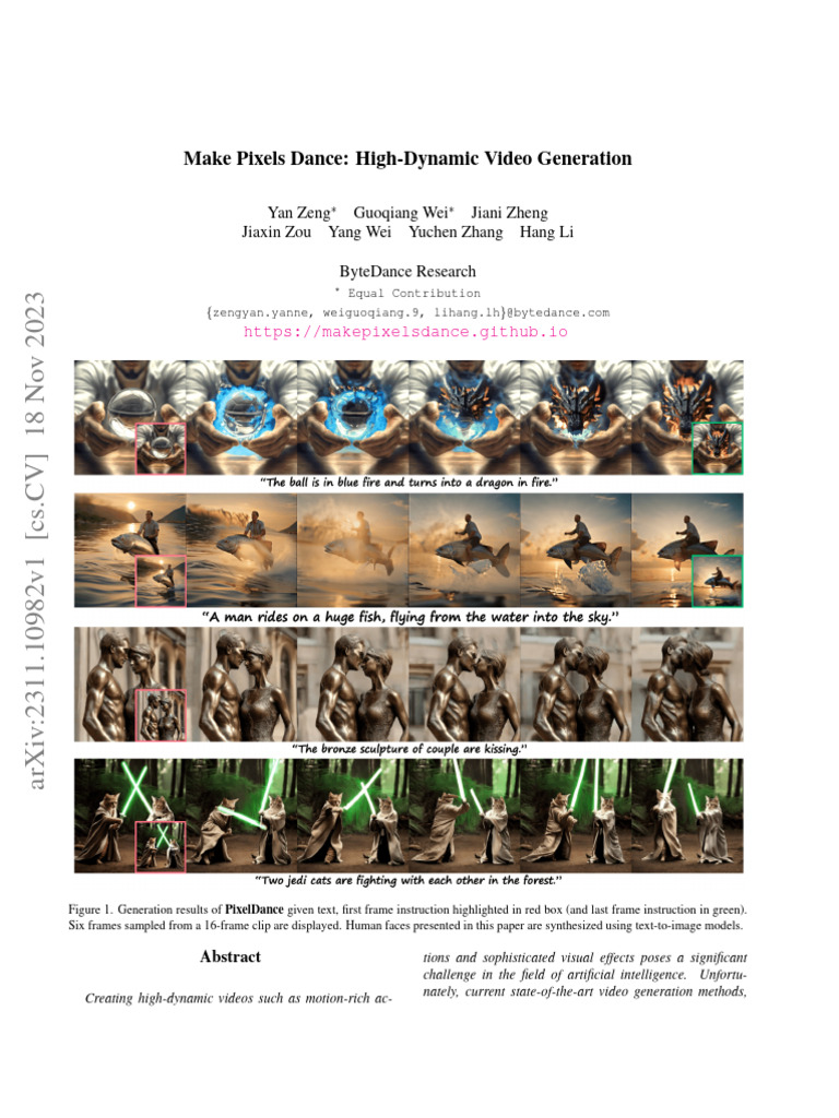 Make Pixels Dance - High-Dynamic Video Generation | PDF | Video ...