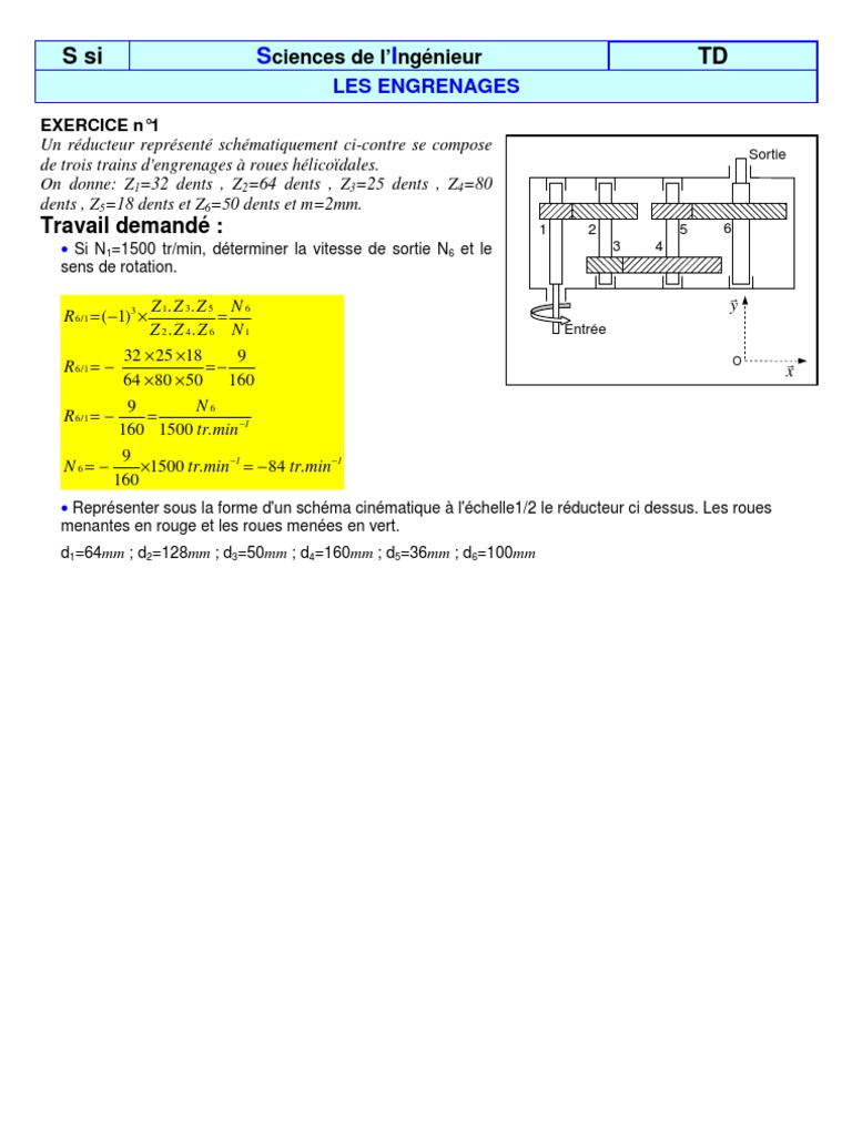 TD Engrenage Correction | PDF | Transmission (Mécanique) | Machine