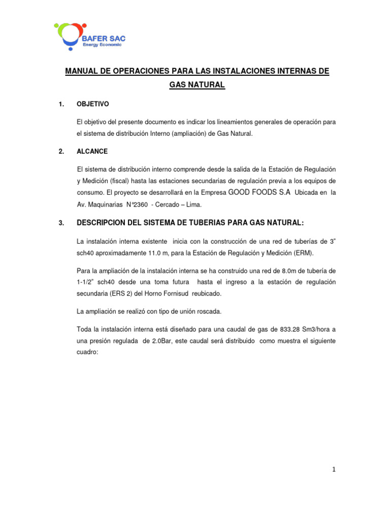 Manual de Operaciones de Gas Natural | PDF | Arranque