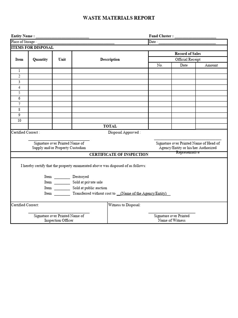 Appendix-65-Waste Material Report (WMR) | PDF | Waste
