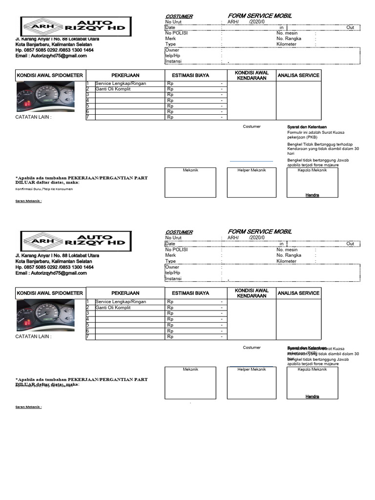 Form Service Mobil | PDF