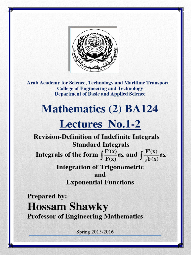 Lec No.2 - 2 | PDF | Trigonometric Functions | Integral