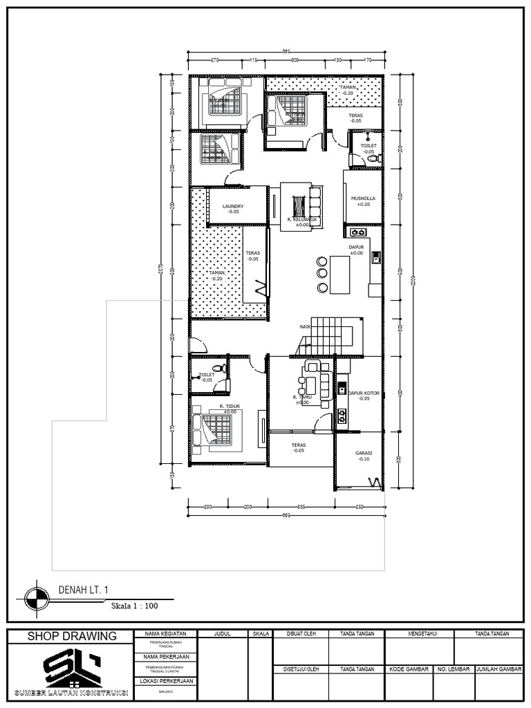 Denah Rumah Tinggal 2 Lantai Malang | PDF