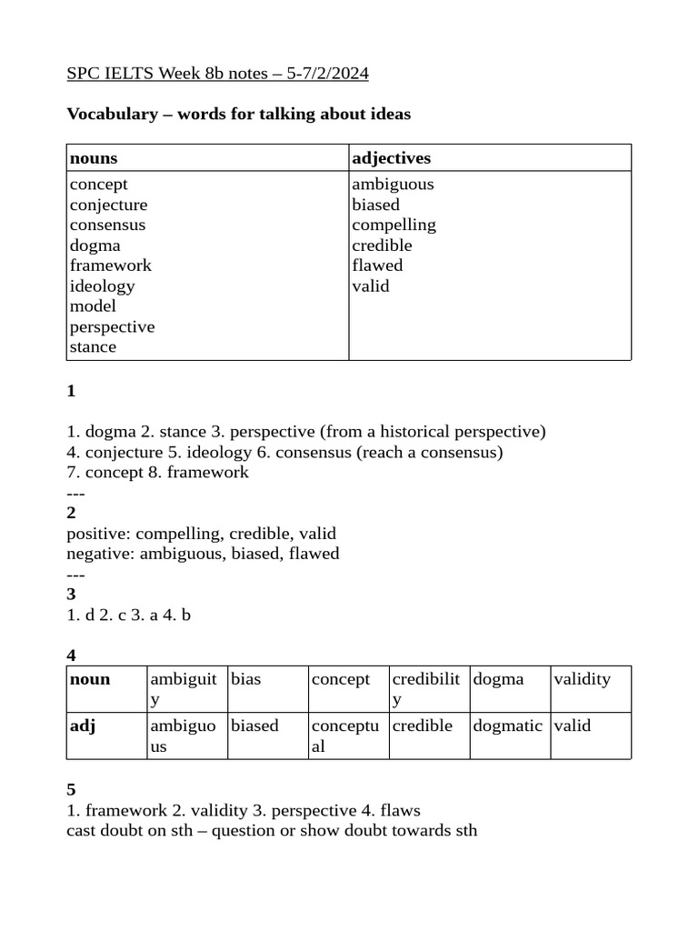 SPC Ielts Class Notes | PDF | Sushi