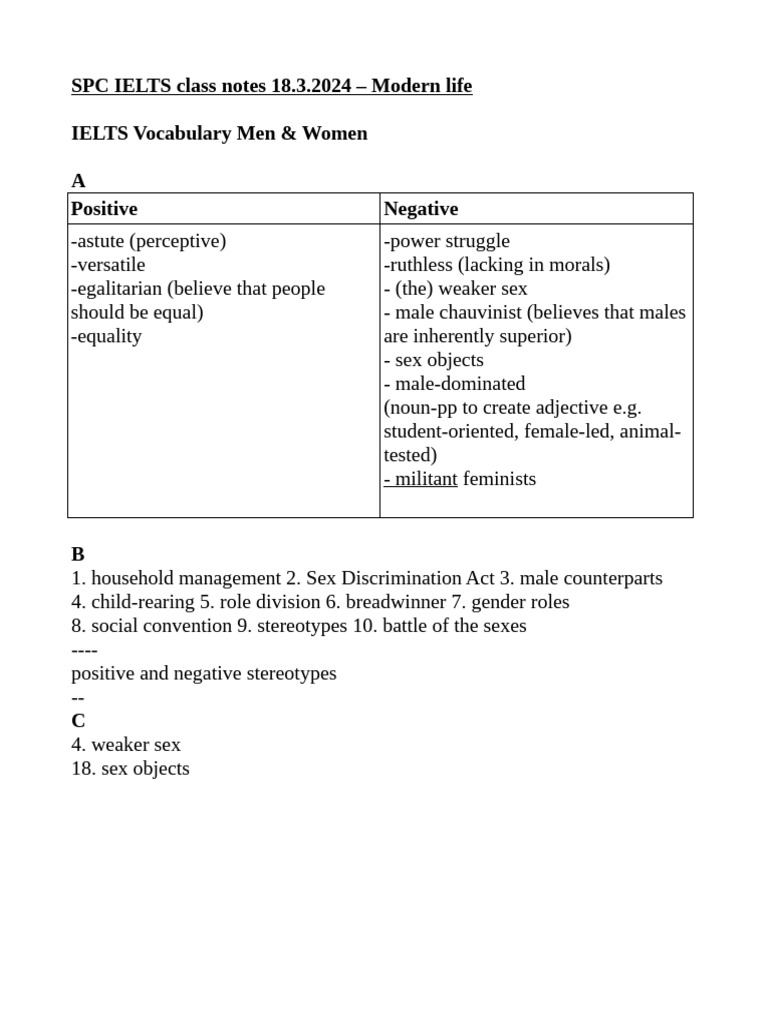 18.3.2024 SPC IELTS Class Notes | PDF | Cost Of Living | Noun