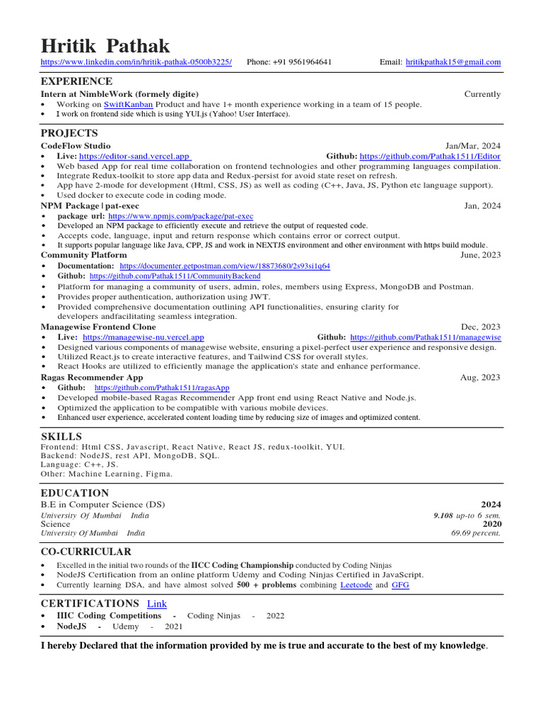 Hritik Pathak 1 | PDF | Mobile App | Computer Engineering