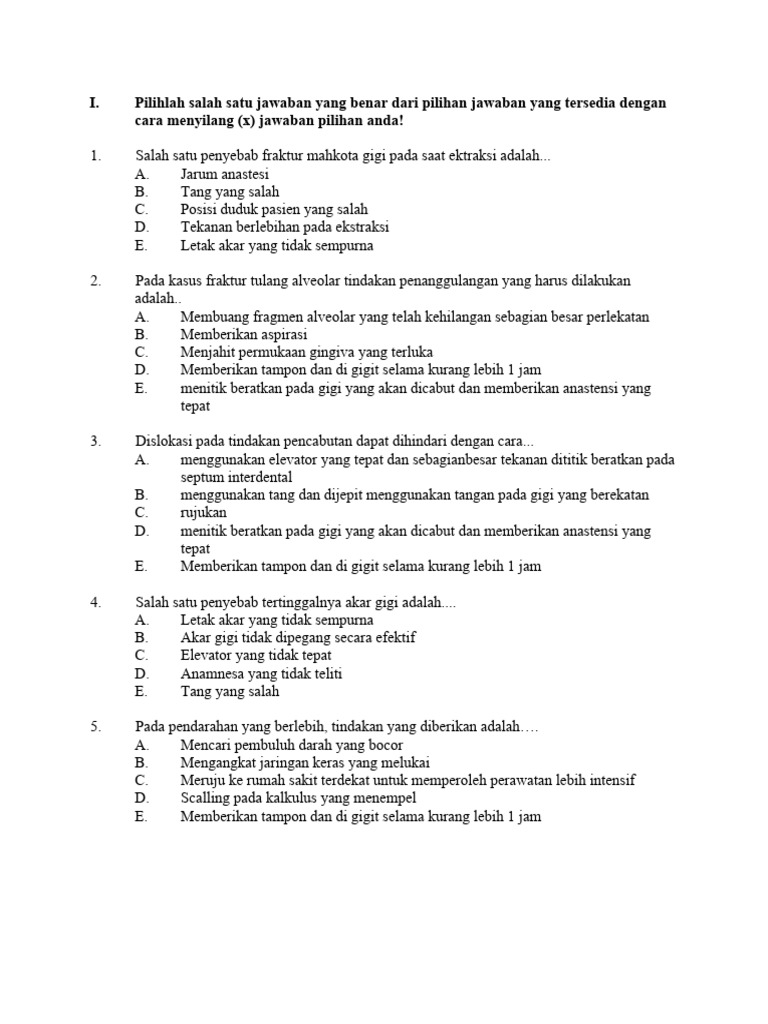 Soal Rekrut Perawat Gigi Pilgan Dan Essay 2022 | PDF