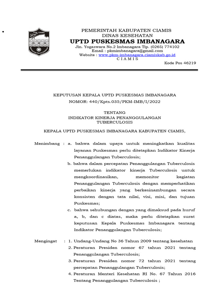 SK Indikator Kinerja TB Paru | PDF