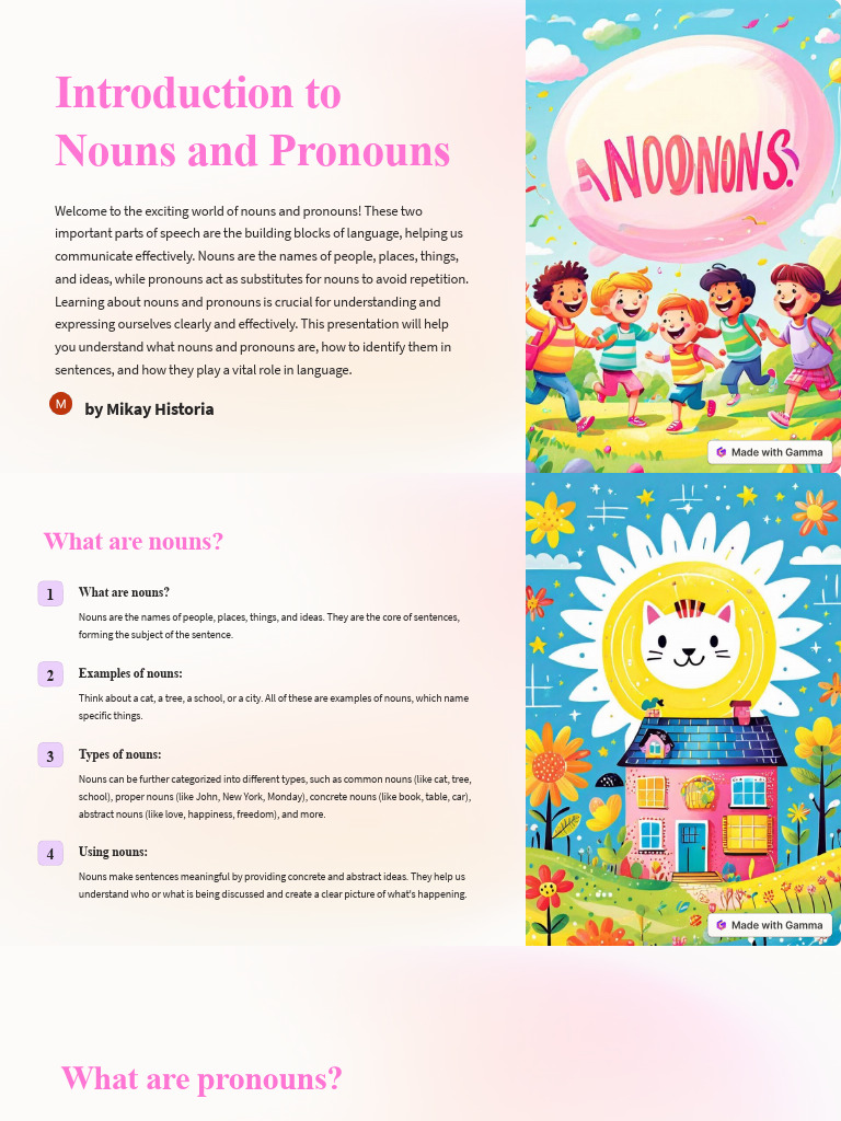 Introduction To Nouns and Pronouns | PDF | Noun | Pronoun