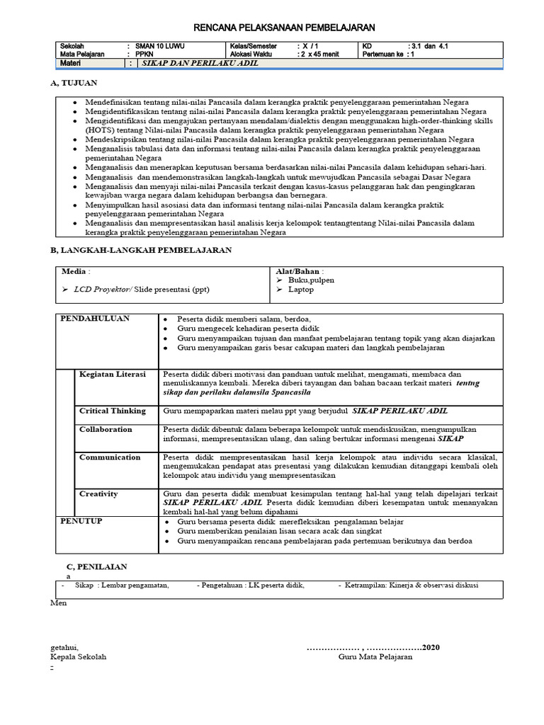 Contoh RPP K13 | PDF | Karier & Perkembangan | Seni