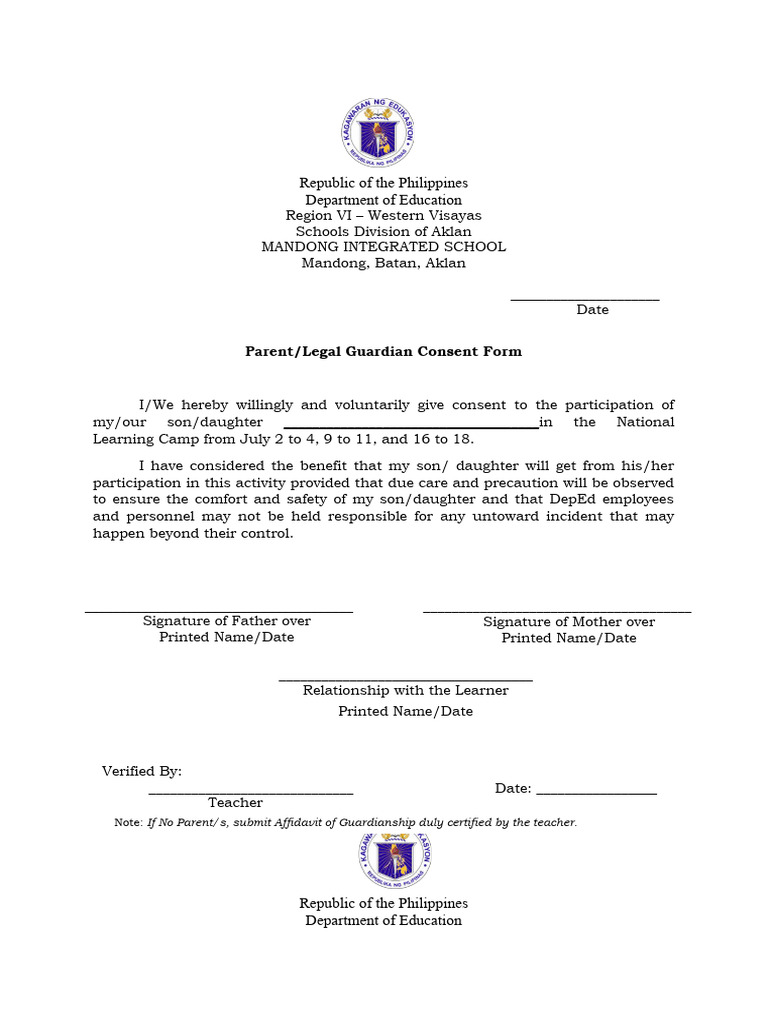 National Learning Camp Consent Form | PDF | Career & Growth | Social ...