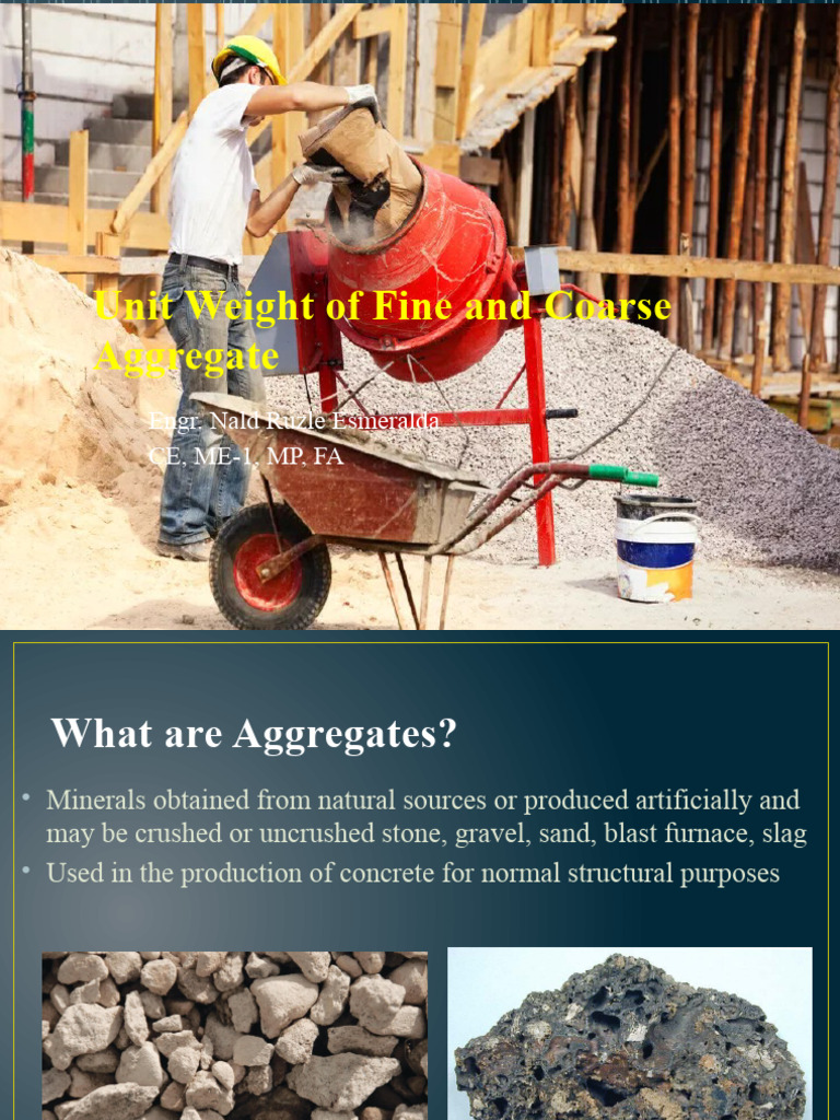 Unit Weight of Fine and Coarse Aggregate | PDF | Concrete ...