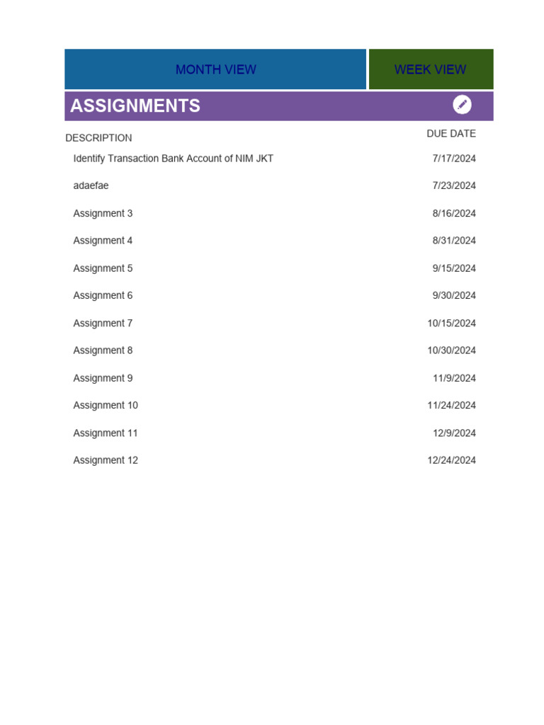 Assignment Due Dates for 2024 | PDF