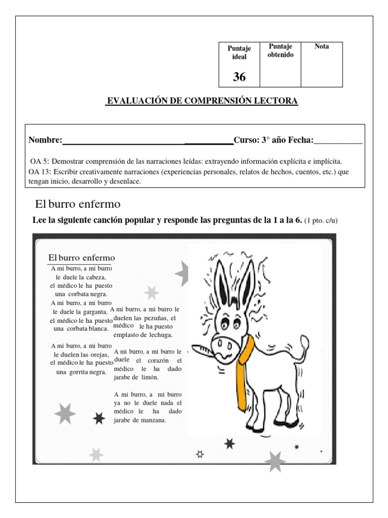 Comprensión Lectora N°1 Tercer Año 2024 | PDF