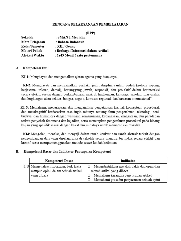 RPP 1 Pertemuan PMM | PDF