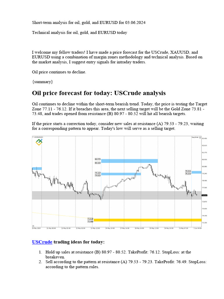 Short-Term Analysis For Oil, Gold, and EURUSD For 03.06.2024 | PDF ...