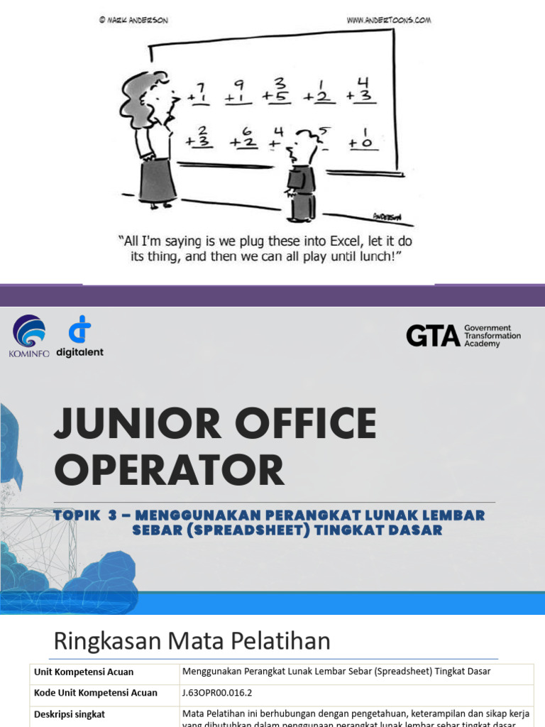 UK 3 - Menggunakan Perangkat Lunak Lembar Sebar (Spreadsheet) Tingkat ...