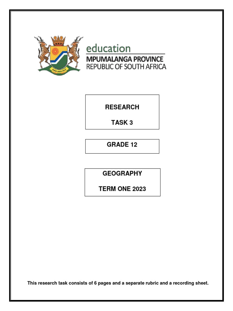 Geography Grade 12 Research Task 2023 | PDF | Map | Hypothesis