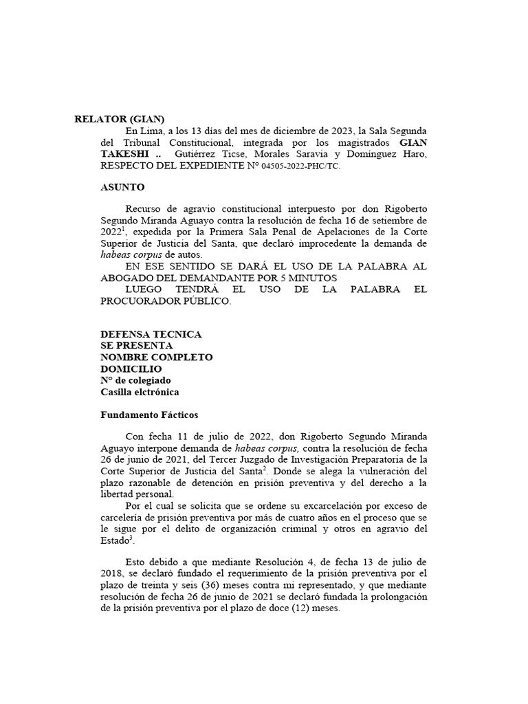 RELATOR | PDF | Debido al proceso | Habeas corpus