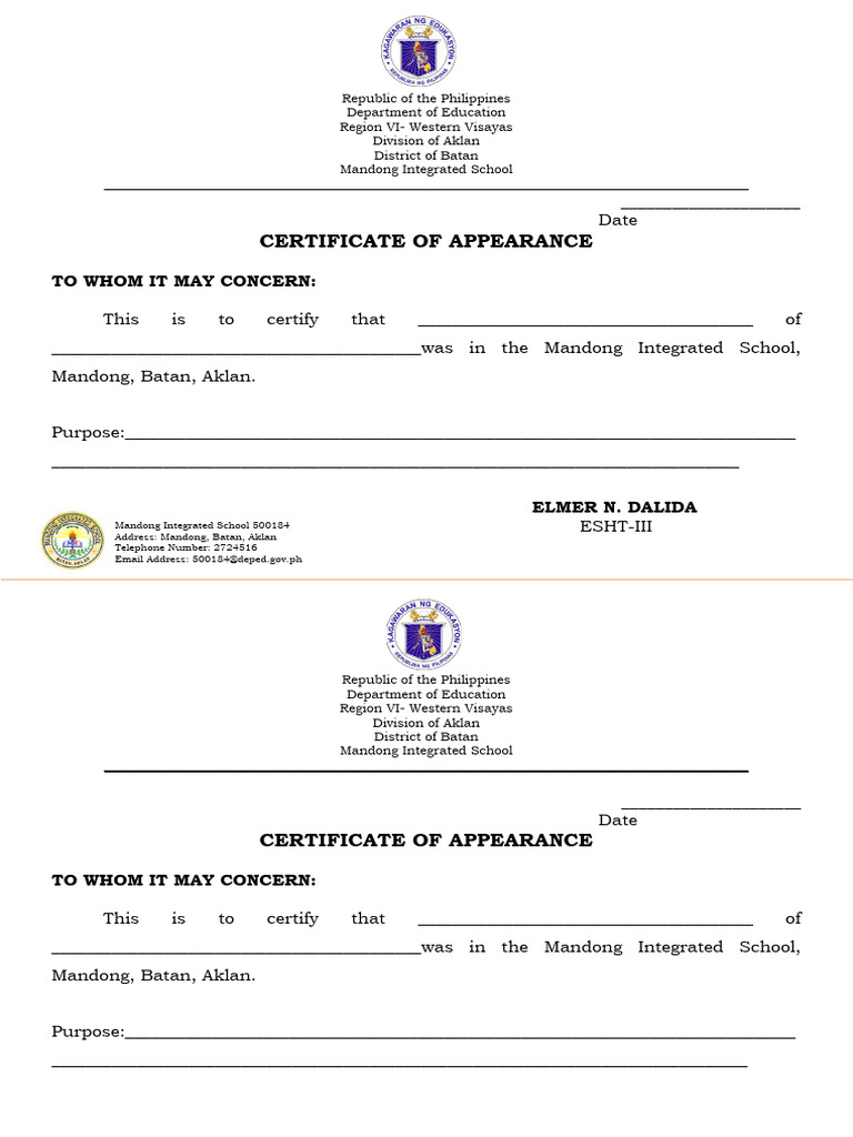 Certificate of Appearance | PDF