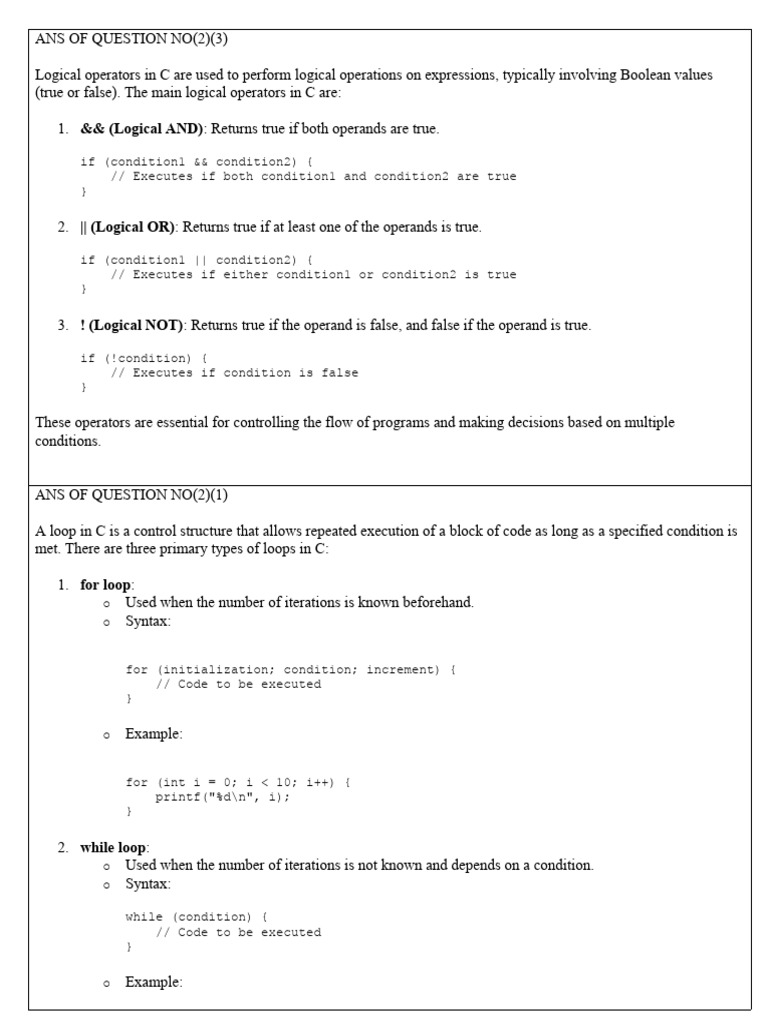 C Programming Paper | PDF | Control Flow | Data Type C Programming Paper | PDF | Control Flow | Data Type