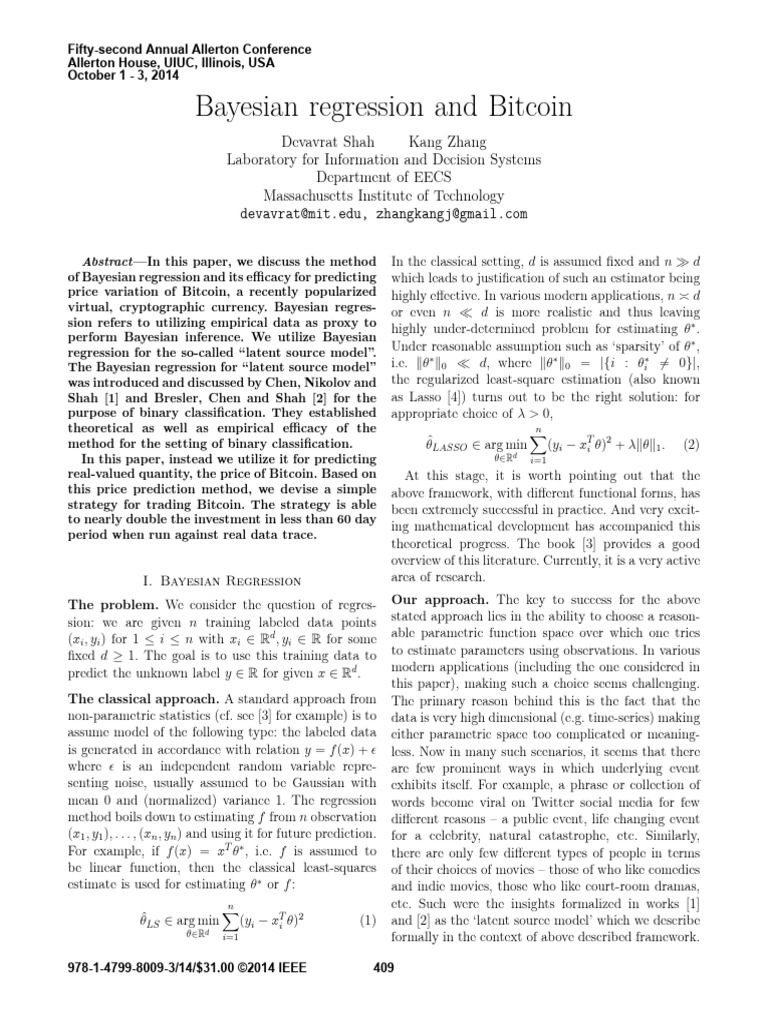 Bayesian Regression and Bitcoin | PDF | Regression Analysis | Time Series