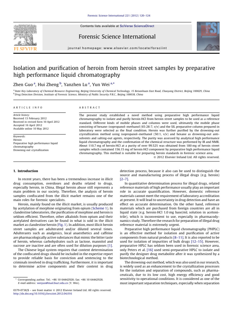 Isolation and Purification of Heroin From Heroin Street Samples by ...
