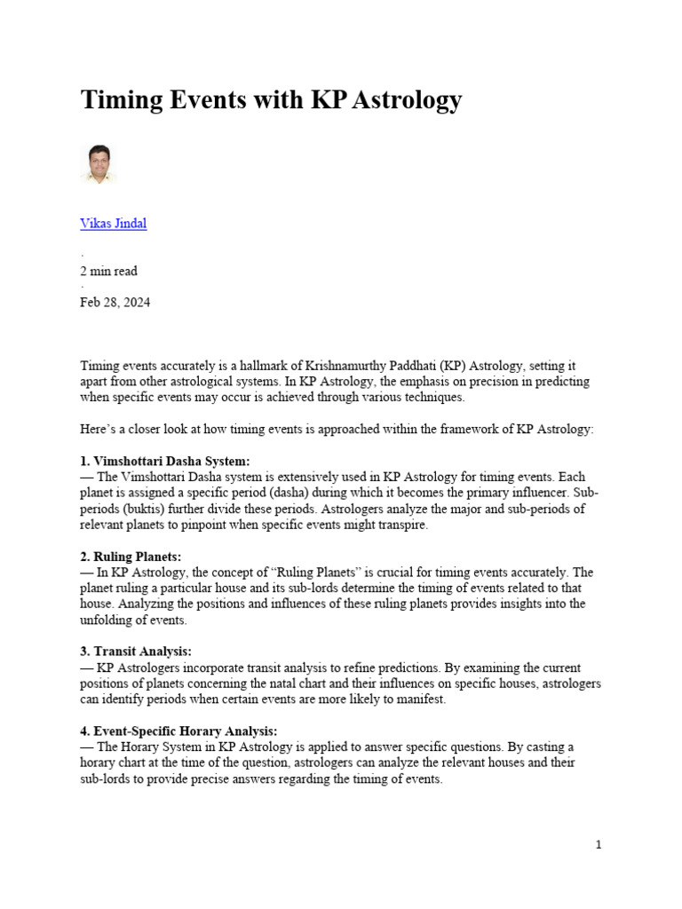 Timing Events With KP Astrology B - M | PDF