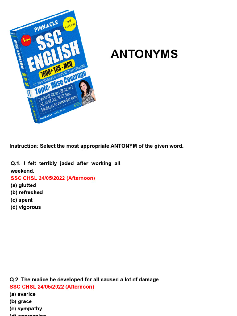 Antonyms | PDF | Teaching Methods & Materials