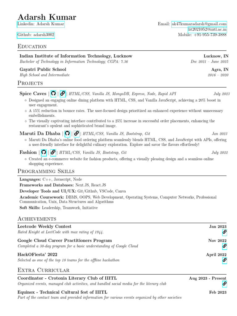 Adarshkumar Resume Pdf Java Script Web Development