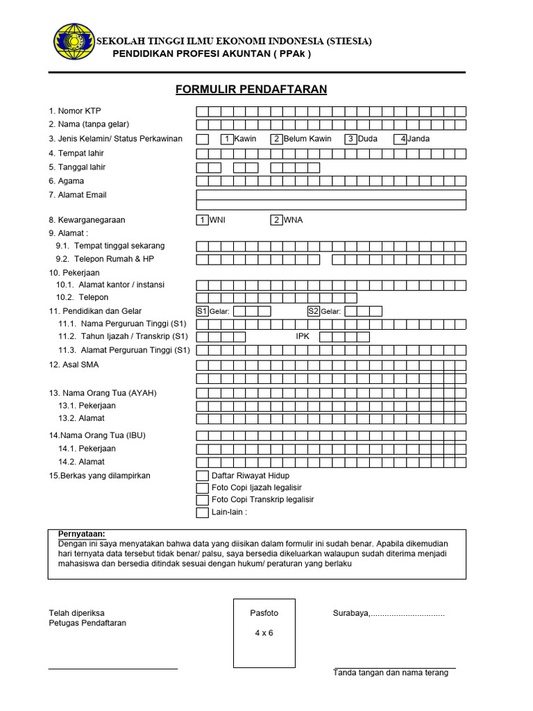Formulir Pendidikan Profesi Akuntan (Ppak) | PDF
