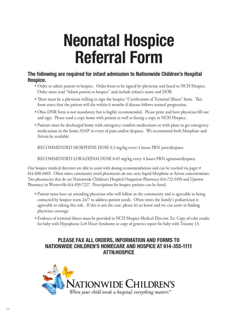 Neonatal Hospice Referral Form | PDF | Terminal Illness | Infants