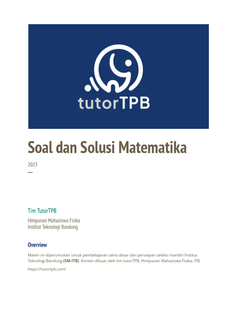 Soal Matematika untuk SM-ITB | PDF | Metode & Bahan Ajar