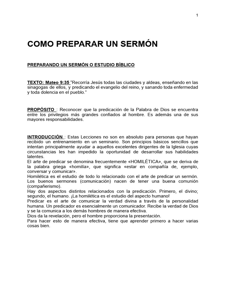 Como Preparar Un Sermón | PDF | Sermón | Dios