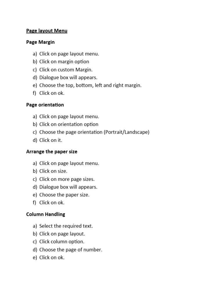 Page Layout Menu Pdf