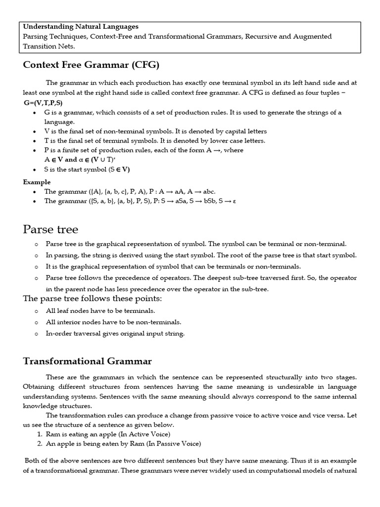 Understanding Natural Languages | PDF | Theoretical Computer Science | Syntax (Logic)