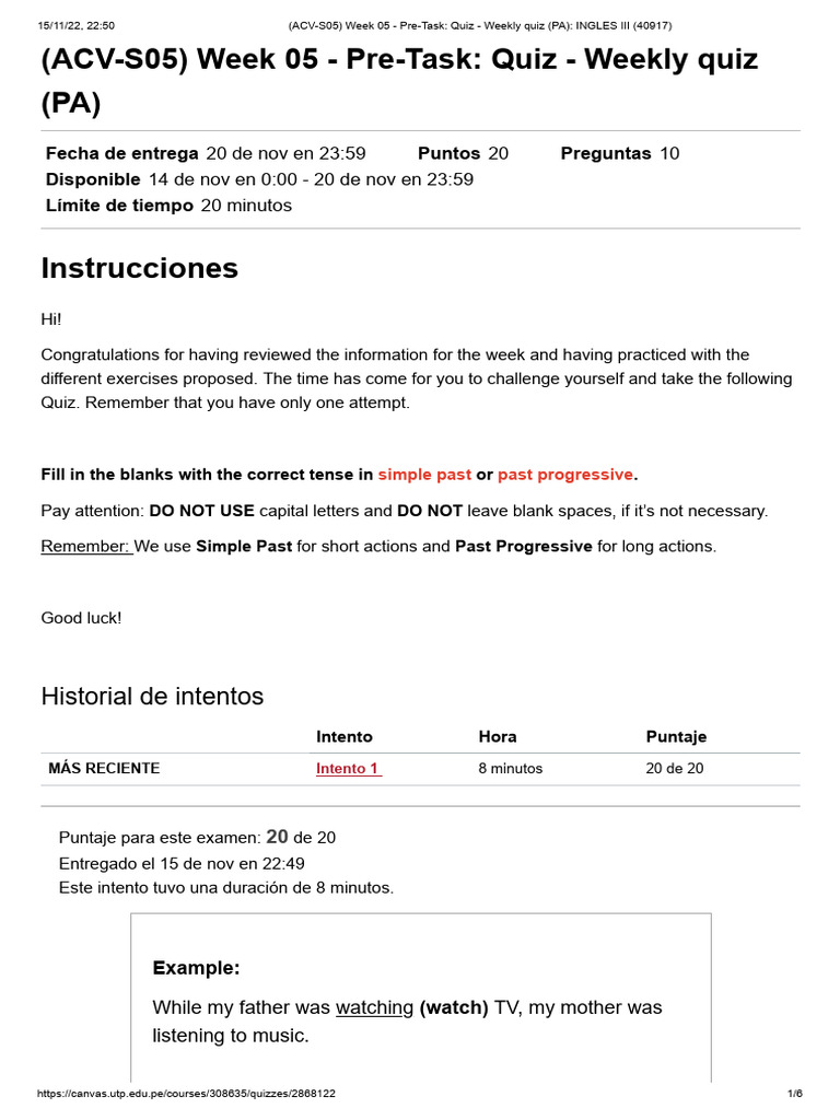 (ACV-S05) Week 05 - Pre-Task - Quiz - Weekly Quiz (PA) - INGLES III (40917) | PDF | Inca Empire