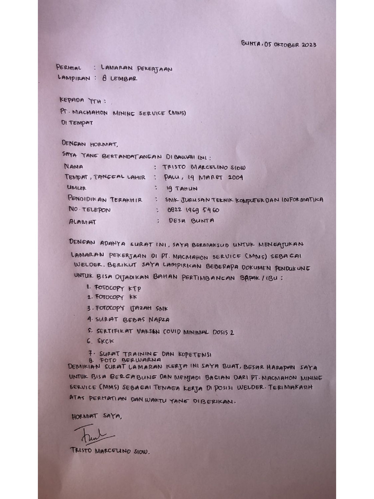 Berkas Lamaran | PDF