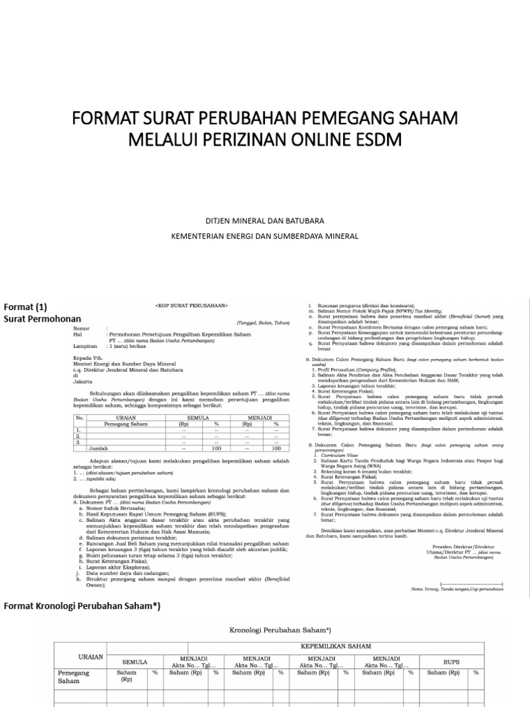 Format Surat Perubahan Pemegang Saham | PDF | Bisnis | Pengelolaan ...