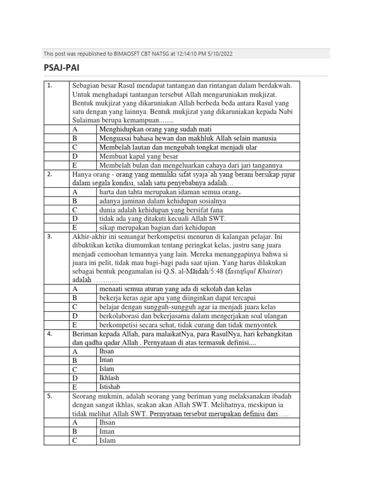Salinan PSAJ PAI 2024 | PDF
